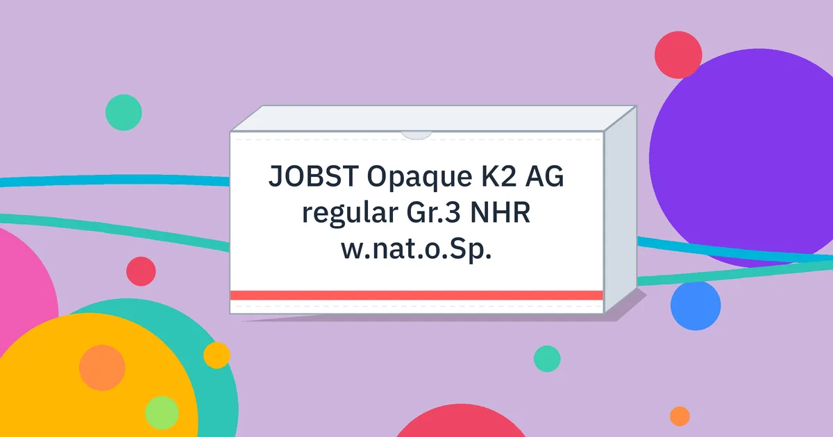 Symbolbild: Packung mit der Aufschrift JOBST Opaque K2 AG regular Gr.3 NHR w.nat.o.Sp. (PZN 11253632) – Verfügbarkeit und Bezug in Apotheken in Frankfurt am Main