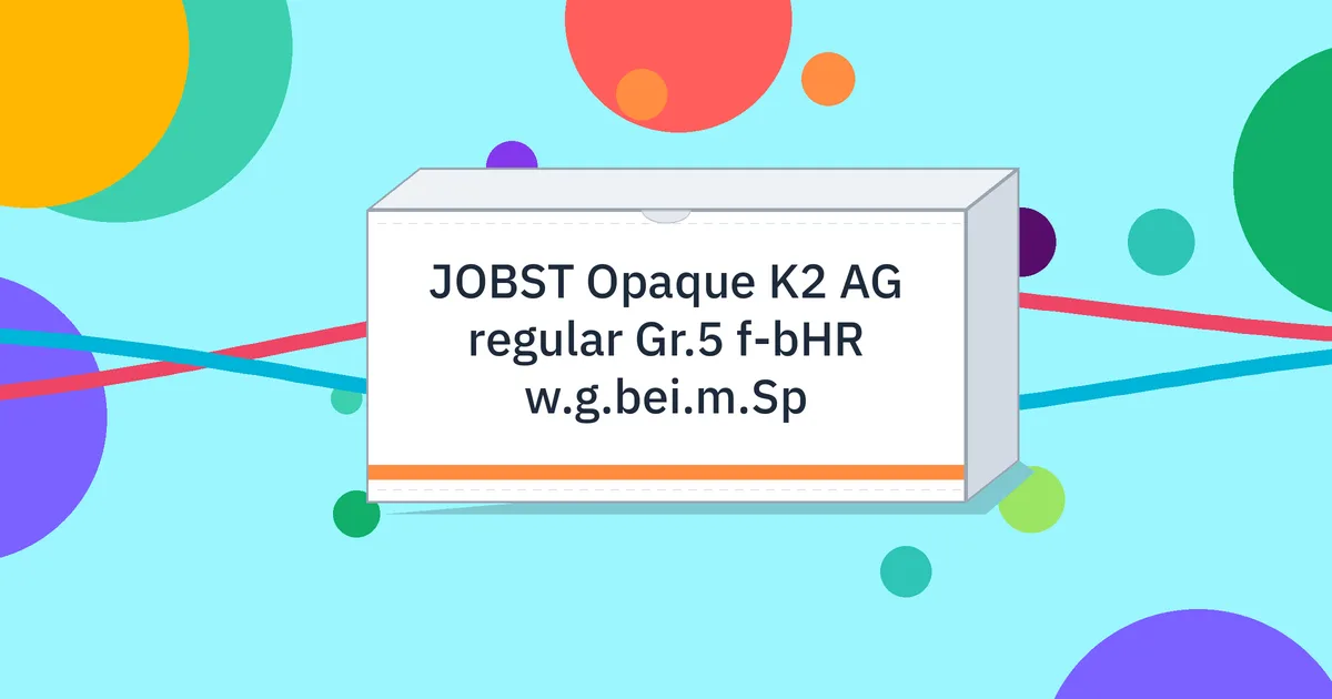 Symbolbild: Packung mit der Aufschrift JOBST Opaque K2 AG regular Gr.5 f-bHR w.g.bei.m.Sp (PZN 16280473) – Verfügbarkeit und Bezug in Apotheken in Frankfurt am Main