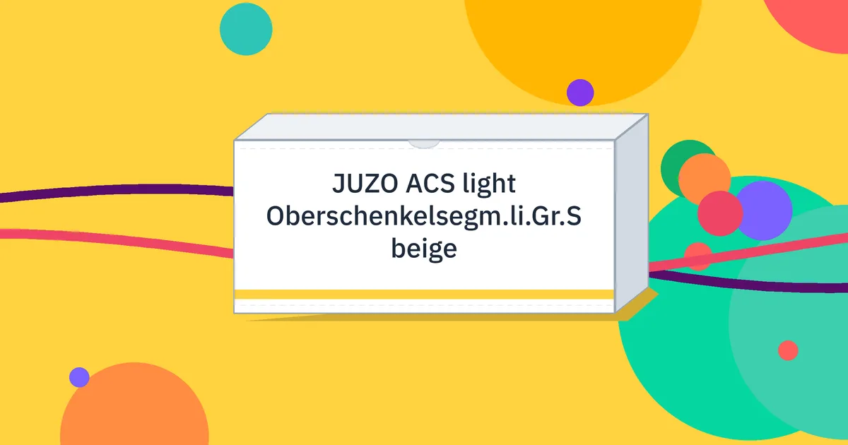 Symbolbild: Packung mit der Aufschrift JUZO ACS light Oberschenkelsegm.li.Gr.S beige (PZN 13885388) – Verfügbarkeit und Bezug in Apotheken in Frankfurt am Main
