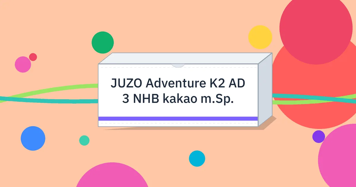 Symbolbild: Packung mit der Aufschrift JUZO Adventure K2 AD 3 NHB kakao m.Sp. (PZN 14974266) – Verfügbarkeit und Bezug in Apotheken in Frankfurt am Main