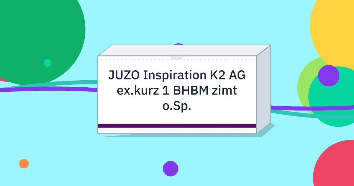 Symbolbild: Packung mit der Aufschrift JUZO Inspiration K2 AG ex.kurz 1 BHBM zimt o.Sp. (PZN 14877853) – Verfügbarkeit und Bezug in Apotheken in Frankfurt am Main