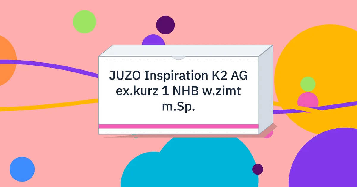 Symbolbild: Packung mit der Aufschrift JUZO Inspiration K2 AG ex.kurz 1 NHB w.zimt m.Sp. (PZN 14961849) – Verfügbarkeit und Bezug in Apotheken in Frankfurt am Main
