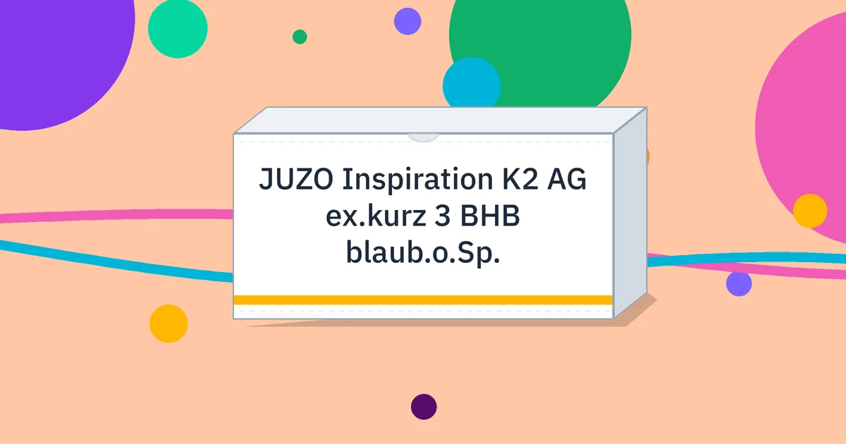 Symbolbild: Packung mit der Aufschrift JUZO Inspiration K2 AG ex.kurz 3 BHB blaub.o.Sp. (PZN 14836239) – Verfügbarkeit und Bezug in Apotheken in Frankfurt am Main