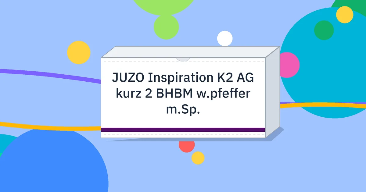 Symbolbild: Packung mit der Aufschrift JUZO Inspiration K2 AG kurz 2 BHBM w.pfeffer m.Sp. (PZN 14883115) – Verfügbarkeit und Bezug in Apotheken in Frankfurt am Main