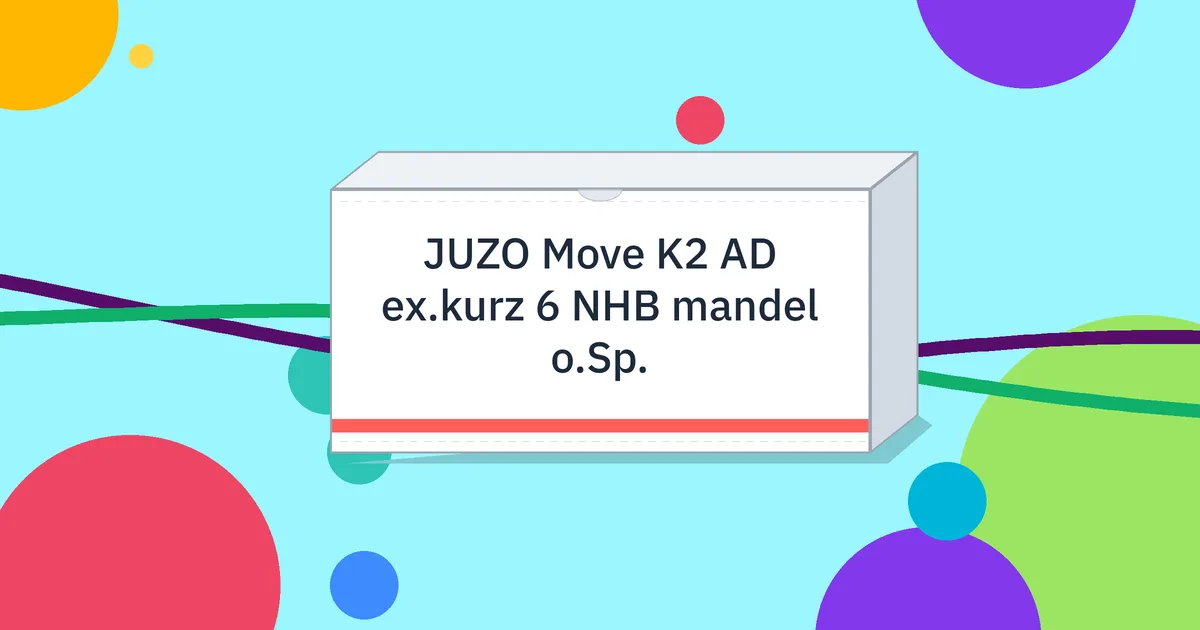 Symbolbild: Packung mit der Aufschrift JUZO Move K2 AD ex.kurz 6 NHB mandel o.Sp. (PZN 16341588) – Verfügbarkeit und Bezug in Apotheken in Frankfurt am Main