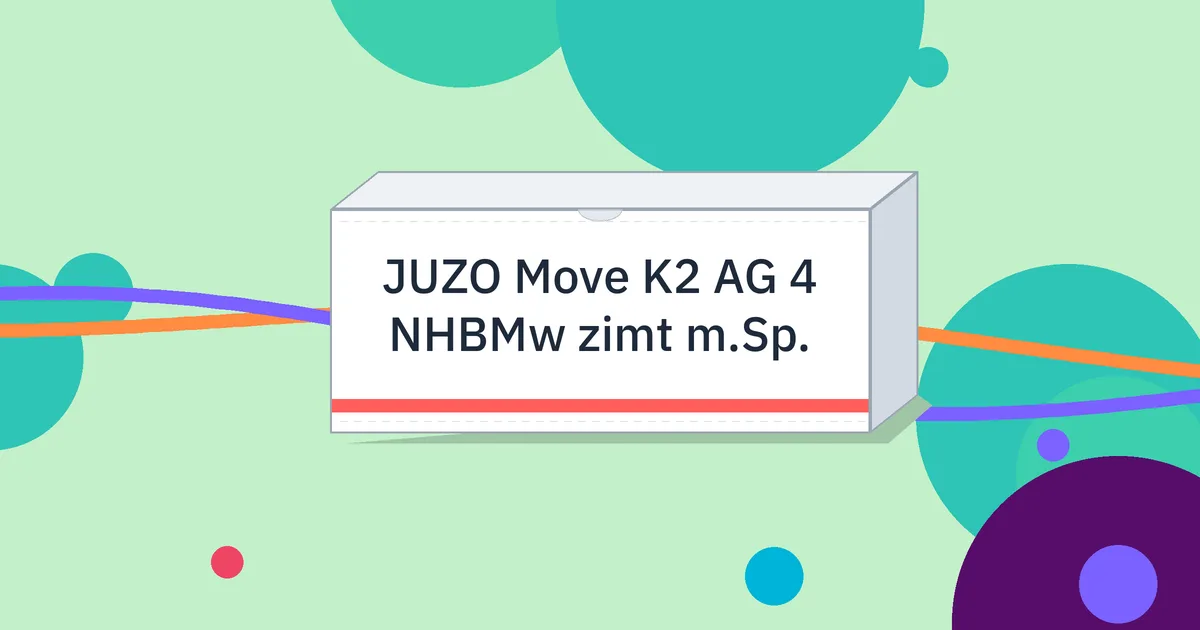 Symbolbild: Packung mit der Aufschrift JUZO Move K2 AG 4 NHBMw zimt m.Sp. (PZN 18523543) – Verfügbarkeit und Bezug in Apotheken in Frankfurt am Main