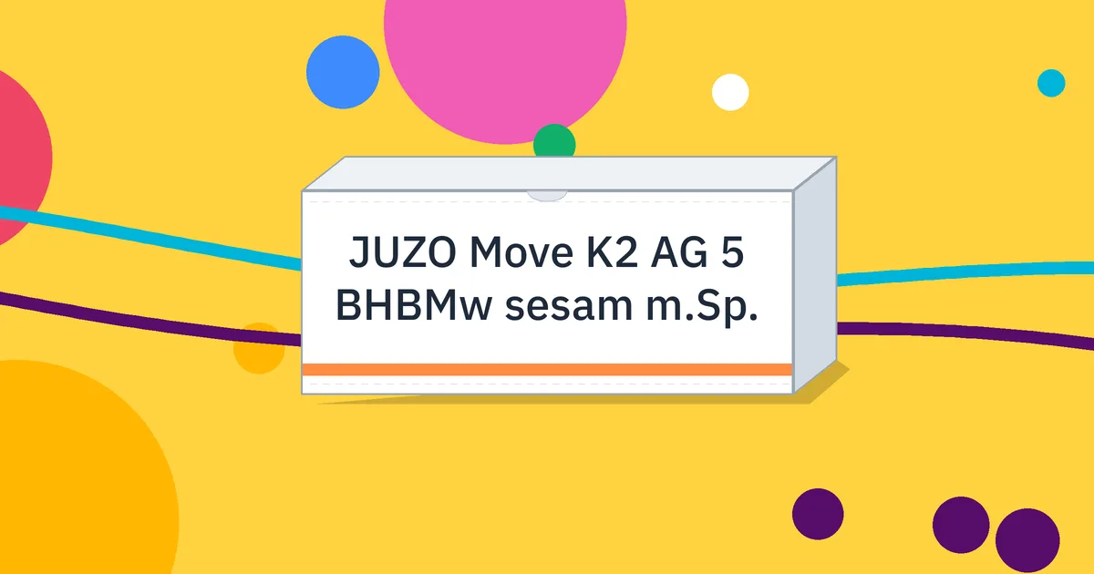 Symbolbild: Packung mit der Aufschrift JUZO Move K2 AG 5 BHBMw sesam m.Sp. (PZN 18524927) – Verfügbarkeit und Bezug in Apotheken in Frankfurt am Main