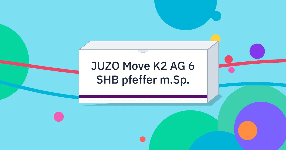 Symbolbild: Packung mit der Aufschrift JUZO Move K2 AG 6 SHB pfeffer m.Sp. (PZN 16651099) – Verfügbarkeit und Bezug in Apotheken in Frankfurt am Main