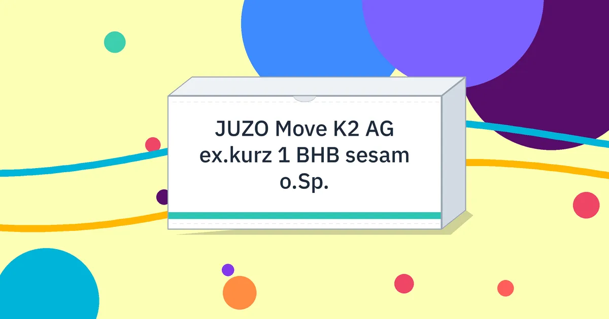 Symbolbild: Packung mit der Aufschrift JUZO Move K2 AG ex.kurz 1 BHB sesam o.Sp. (PZN 18534104) – Verfügbarkeit und Bezug in Apotheken in Frankfurt am Main