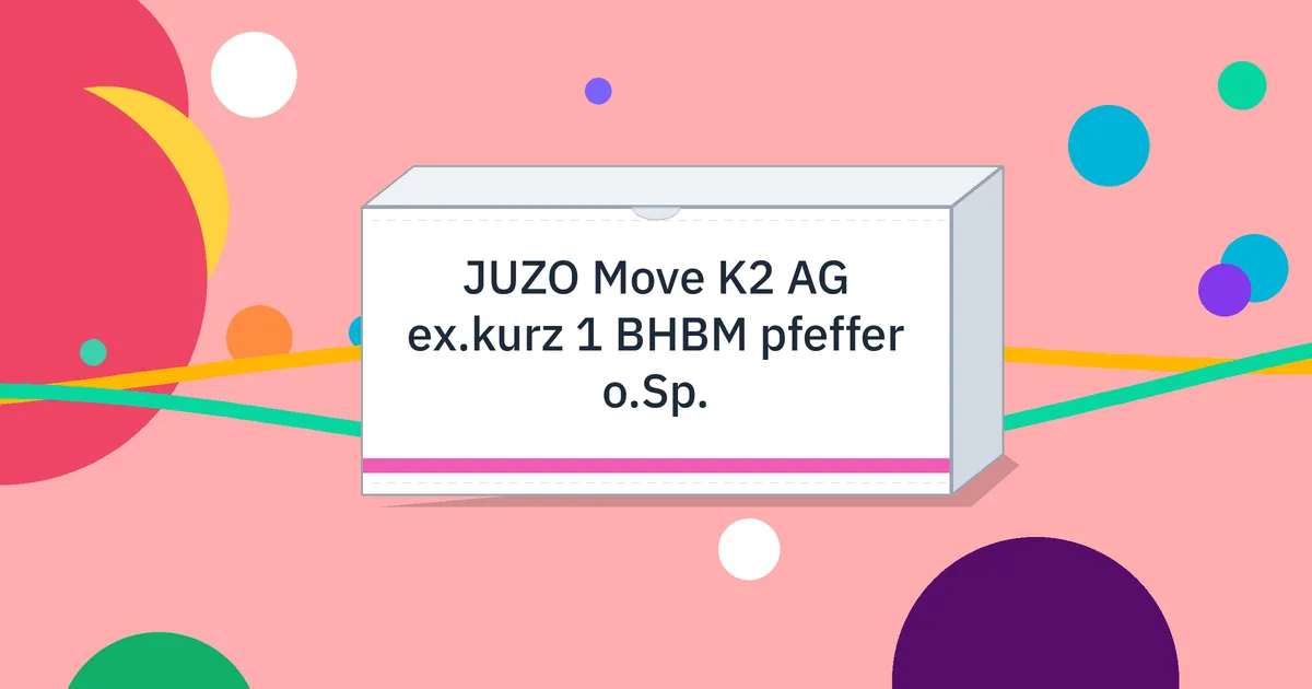 Symbolbild: Packung mit der Aufschrift JUZO Move K2 AG ex.kurz 1 BHBM pfeffer o.Sp. (PZN 16648281) – Verfügbarkeit und Bezug in Apotheken in Frankfurt am Main