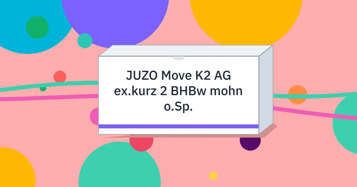 Symbolbild: Packung mit der Aufschrift JUZO Move K2 AG ex.kurz 2 BHBw mohn o.Sp. (PZN 18565949) – Verfügbarkeit und Bezug in Apotheken in Frankfurt am Main