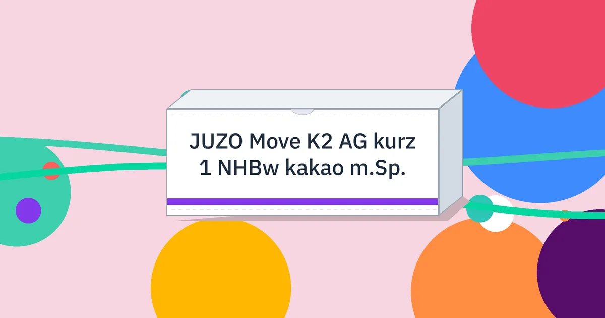 Symbolbild: Packung mit der Aufschrift JUZO Move K2 AG kurz 1 NHBw kakao m.Sp. (PZN 18558731) – Verfügbarkeit und Bezug in Apotheken in Frankfurt am Main