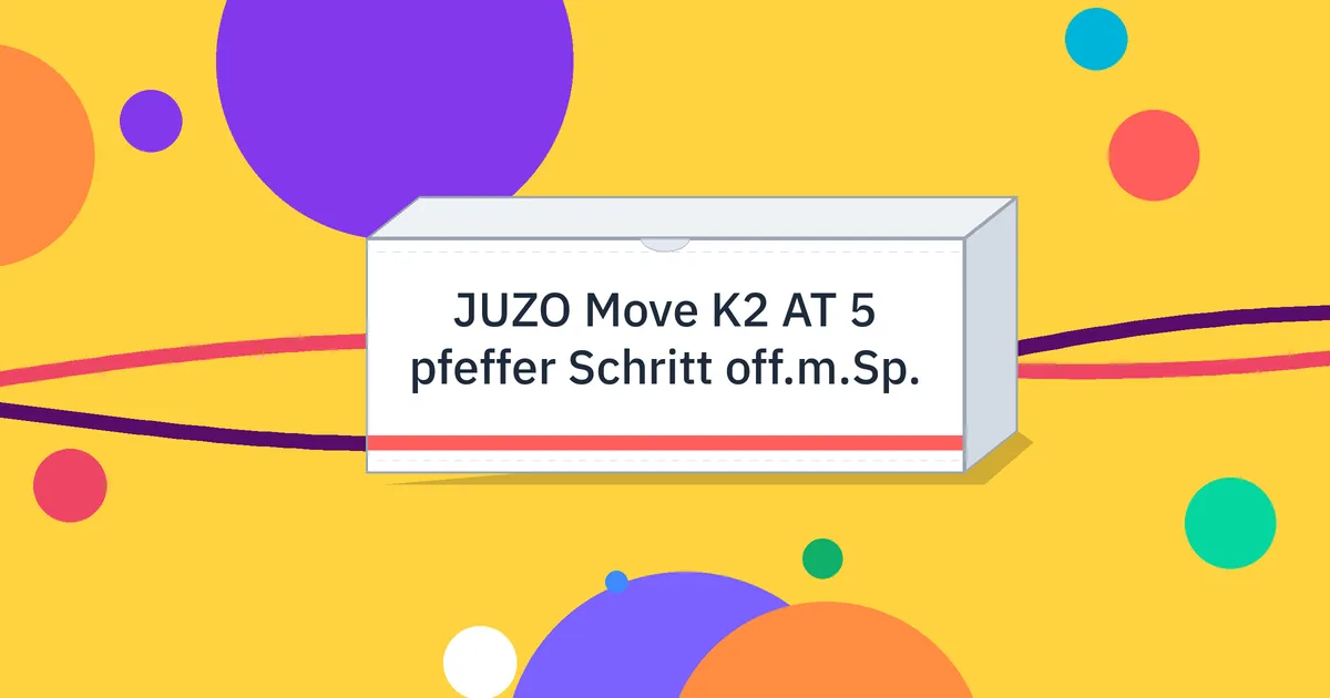 Symbolbild: Packung mit der Aufschrift JUZO Move K2 AT 5 pfeffer Schritt off.m.Sp. (PZN 20668088) – Verfügbarkeit und Bezug in Apotheken in Frankfurt am Main
