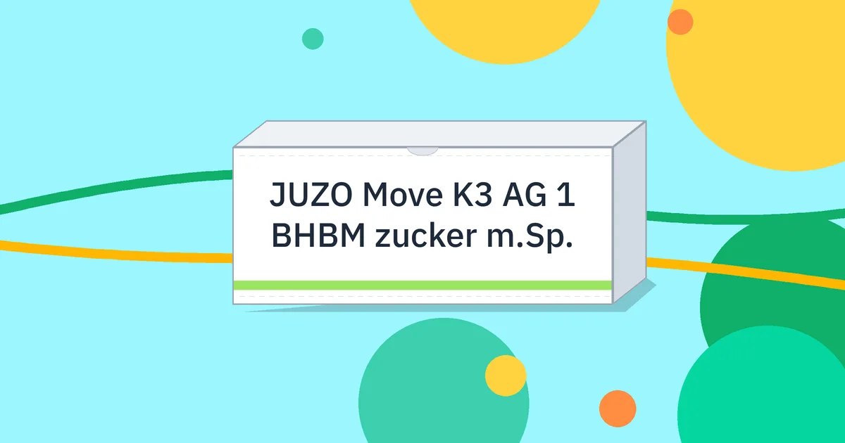 Symbolbild: Packung mit der Aufschrift JUZO Move K3 AG 1 BHBM zucker m.Sp. (PZN 18575971) – Verfügbarkeit und Bezug in Apotheken in Frankfurt am Main