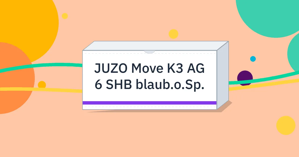 Symbolbild: Packung mit der Aufschrift JUZO Move K3 AG 6 SHB blaub.o.Sp. (PZN 18589246) – Verfügbarkeit und Bezug in Apotheken in Frankfurt am Main