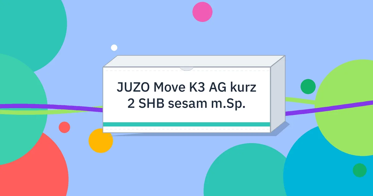 Symbolbild: Packung mit der Aufschrift JUZO Move K3 AG kurz 2 SHB sesam m.Sp. (PZN 18579408) – Verfügbarkeit und Bezug in Apotheken in Frankfurt am Main