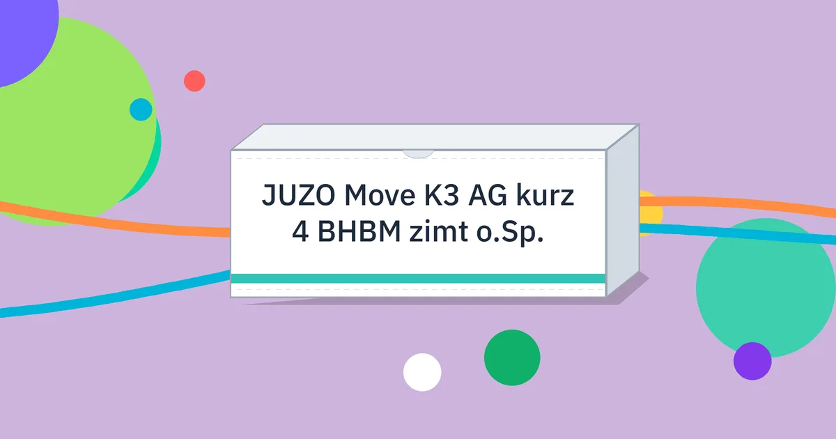 Symbolbild: Packung mit der Aufschrift JUZO Move K3 AG kurz 4 BHBM zimt o.Sp. (PZN 18581983) – Verfügbarkeit und Bezug in Apotheken in Frankfurt am Main