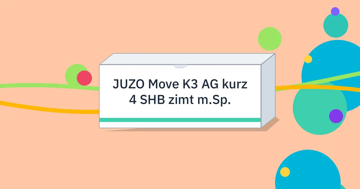 Symbolbild: Packung mit der Aufschrift JUZO Move K3 AG kurz 4 SHB zimt m.Sp. (PZN 18579348) – Verfügbarkeit und Bezug in Apotheken in Frankfurt am Main