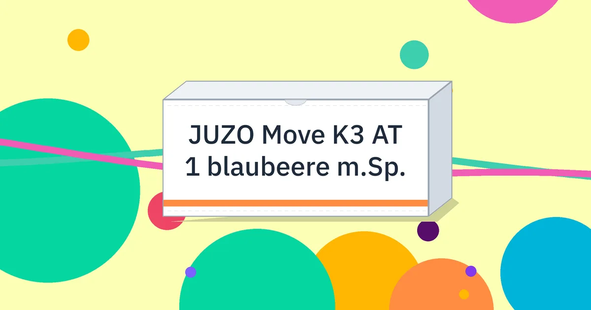 Symbolbild: Packung mit der Aufschrift JUZO Move K3 AT 1 blaubeere m.Sp. (PZN 20676998) – Verfügbarkeit und Bezug in Apotheken in Frankfurt am Main