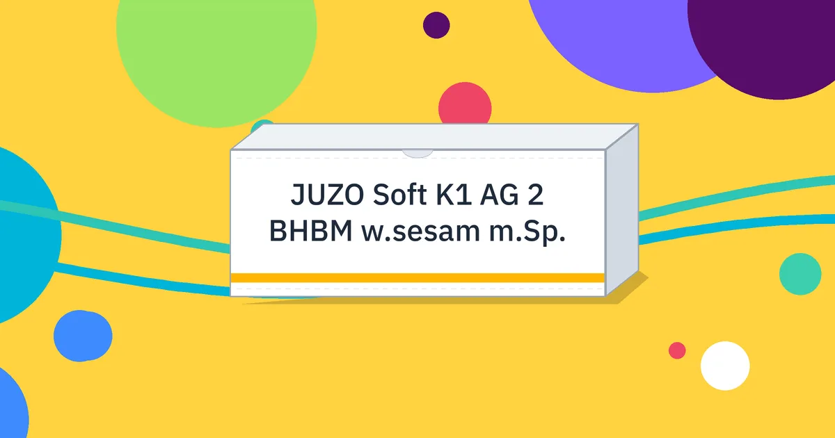 Symbolbild: Packung mit der Aufschrift JUZO Soft K1 AG 2 BHBM w.sesam m.Sp. (PZN 14862828) – Verfügbarkeit und Bezug in Apotheken in Frankfurt am Main