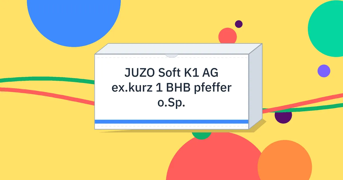 Symbolbild: Packung mit der Aufschrift JUZO Soft K1 AG ex.kurz 1 BHB pfeffer o.Sp. (PZN 14823969) – Verfügbarkeit und Bezug in Apotheken in Frankfurt am Main