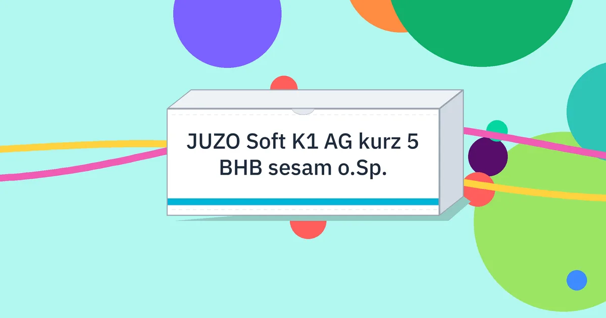 Symbolbild: Packung mit der Aufschrift JUZO Soft K1 AG kurz 5 BHB sesam o.Sp. (PZN 14822869) – Verfügbarkeit und Bezug in Apotheken in Frankfurt am Main