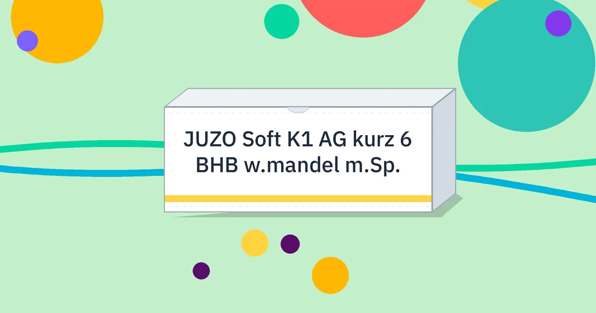 Symbolbild: Packung mit der Aufschrift JUZO Soft K1 AG kurz 6 BHB w.mandel m.Sp. (PZN 14838310) – Verfügbarkeit und Bezug in Apotheken in Frankfurt am Main