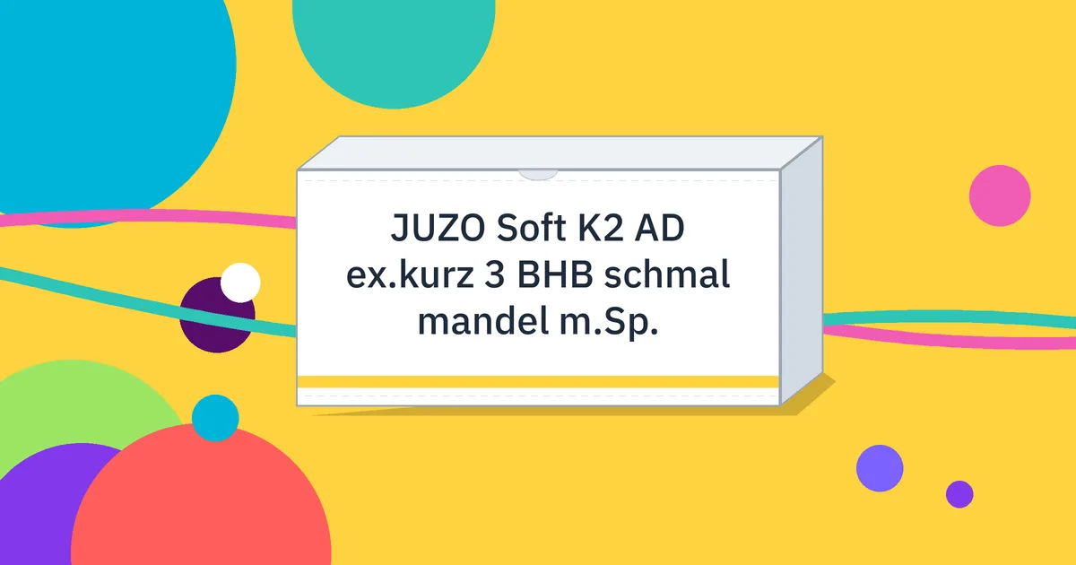 Symbolbild: Packung mit der Aufschrift JUZO Soft K2 AD ex.kurz 3 BHB schmal mandel m.Sp. (PZN 15466572) – Verfügbarkeit und Bezug in Apotheken in Frankfurt am Main