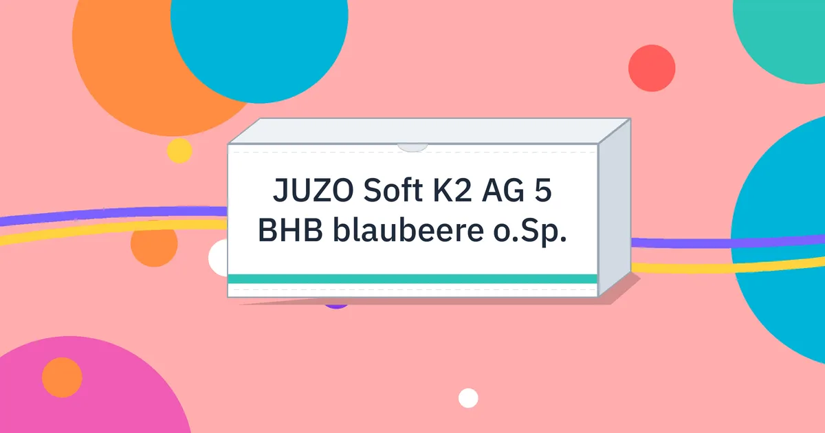 Symbolbild: Packung mit der Aufschrift JUZO Soft K2 AG 5 BHB blaubeere o.Sp. (PZN 14825626) – Verfügbarkeit und Bezug in Apotheken in Frankfurt am Main