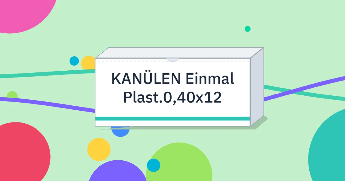 Symbolbild: Packung mit der Aufschrift KANÜLEN Einmal Plast.0,40x12 (PZN 01965395) – Verfügbarkeit und Bezug in Apotheken in Frankfurt am Main