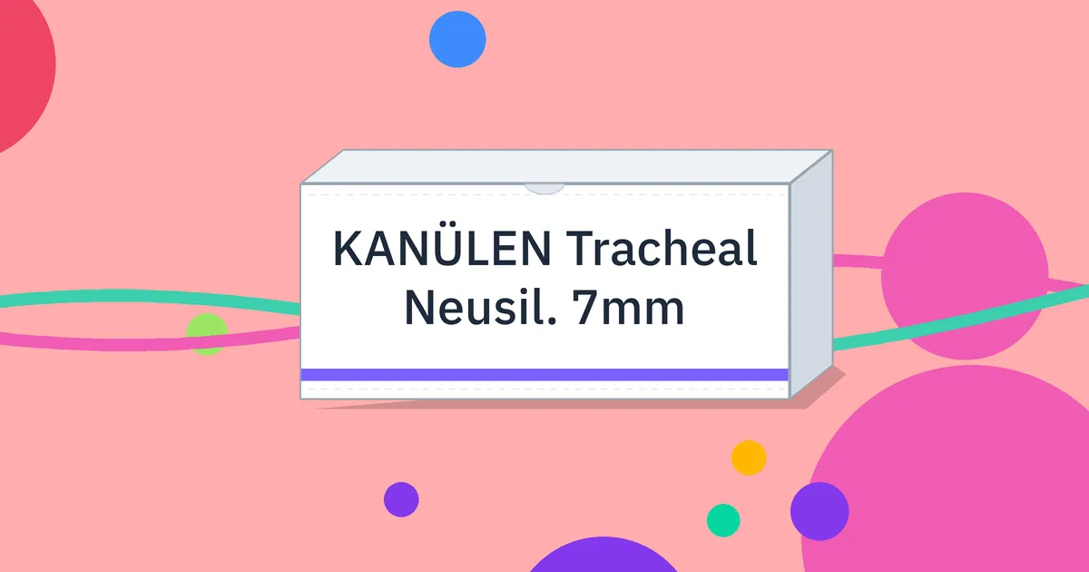 Symbolbild: Packung mit der Aufschrift KANÜLEN Tracheal Neusil. 7mm (PZN 01965627) – Verfügbarkeit und Bezug in Apotheken in Frankfurt am Main