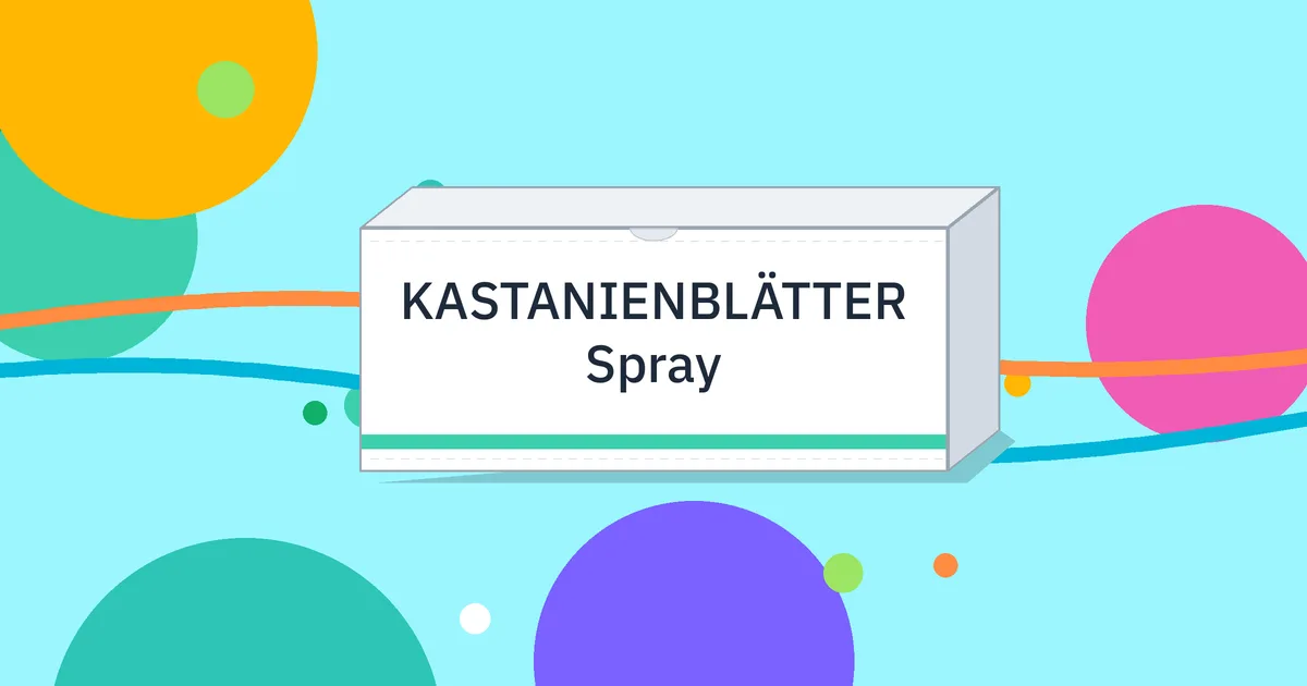 Symbolbild: Packung mit der Aufschrift KASTANIENBLÄTTER Spray (PZN 11712927) – Verfügbarkeit und Bezug in Apotheken in Frankfurt am Main
