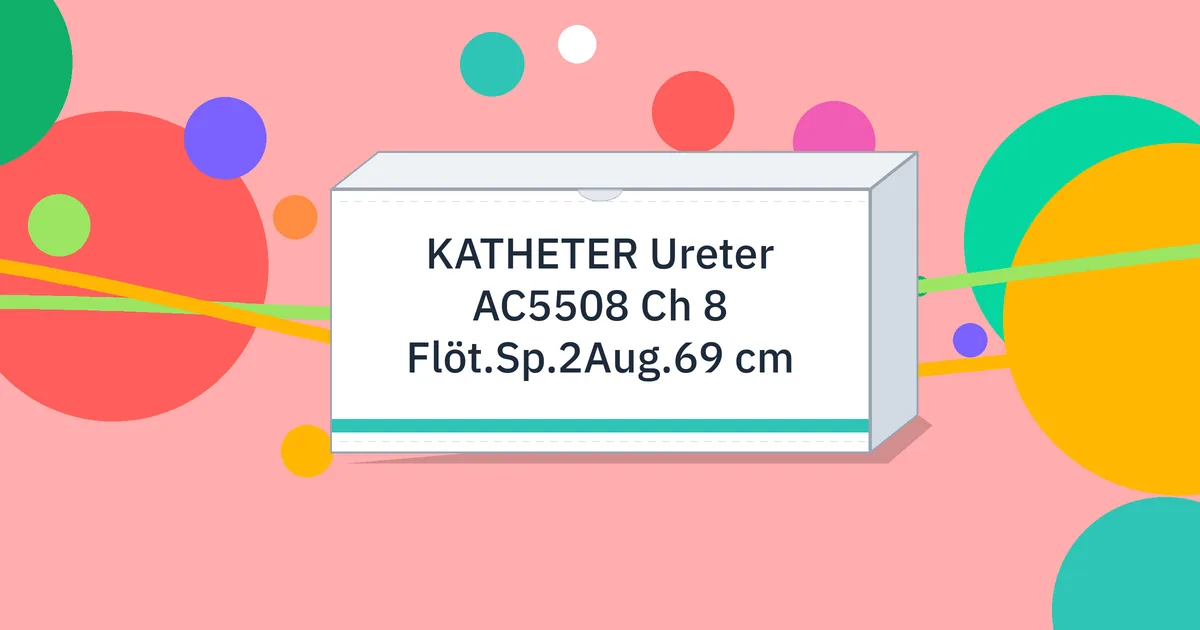 Symbolbild: Packung mit der Aufschrift KATHETER Ureter AC5508 Ch 8 Flöt.Sp.2Aug.69 cm (PZN 00543568) – Verfügbarkeit und Bezug in Apotheken in Frankfurt am Main