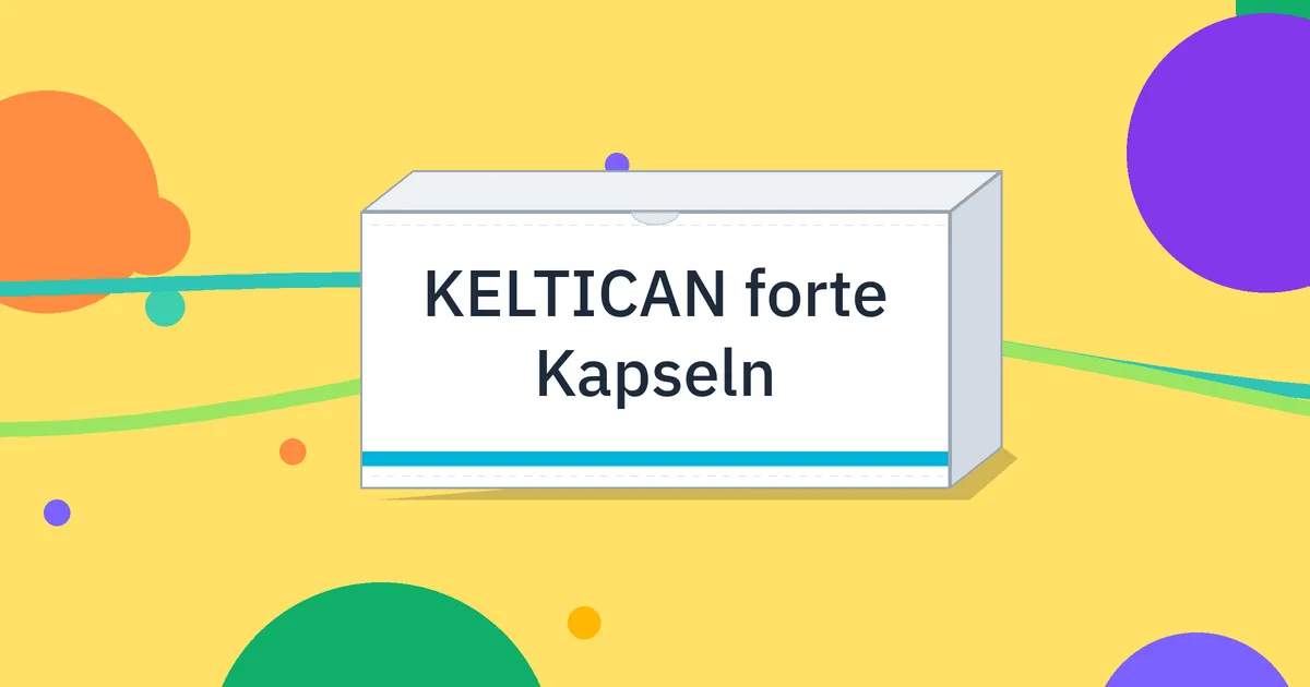 Symbolbild: Packung mit der Aufschrift KELTICAN forte Kapseln (PZN 16866753) – Verfügbarkeit und Bezug in Apotheken in Frankfurt am Main