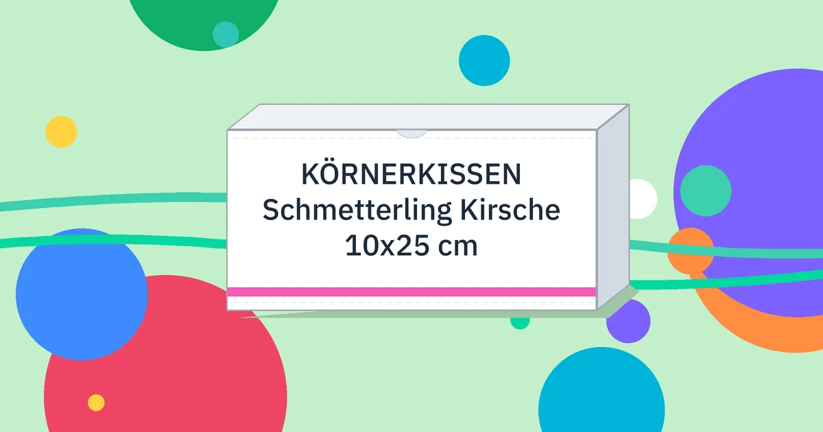 Symbolbild: Packung mit der Aufschrift KÖRNERKISSEN Schmetterling Kirsche 10x25 cm (PZN 01814549) – Verfügbarkeit und Bezug in Apotheken in Frankfurt am Main