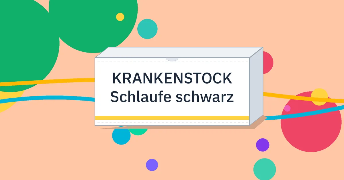Symbolbild: Packung mit der Aufschrift KRANKENSTOCK Schlaufe schwarz (PZN 03854607) – Verfügbarkeit und Bezug in Apotheken in Frankfurt am Main