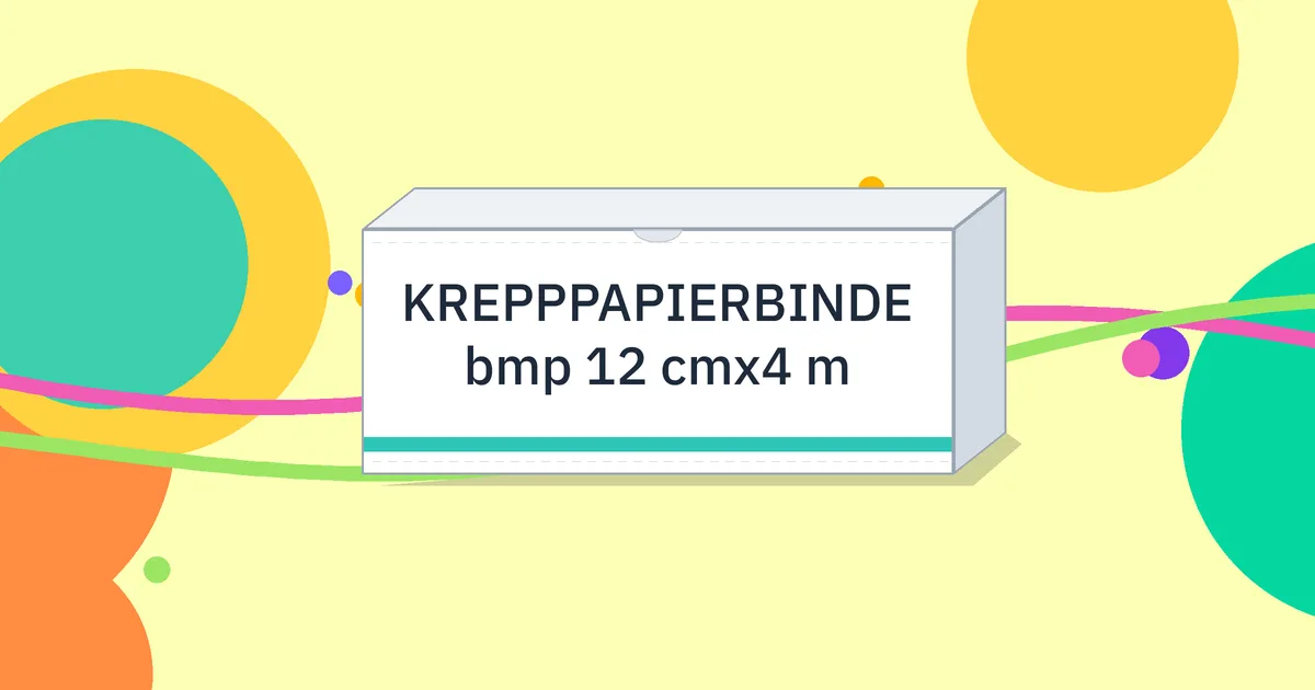 Symbolbild: Packung mit der Aufschrift KREPPPAPIERBINDE bmp 12 cmx4 m (PZN 03944670) – Verfügbarkeit und Bezug in Apotheken in Frankfurt am Main