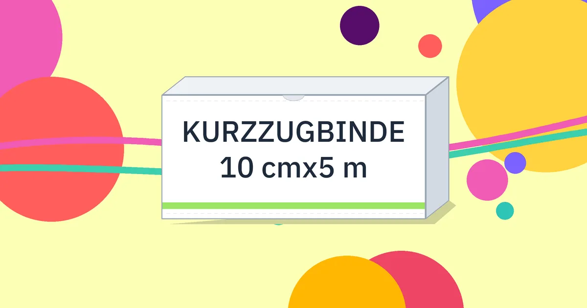 Symbolbild: Packung mit der Aufschrift KURZZUGBINDE 10 cmx5 m (PZN 06962220) – Verfügbarkeit und Bezug in Apotheken in Frankfurt am Main