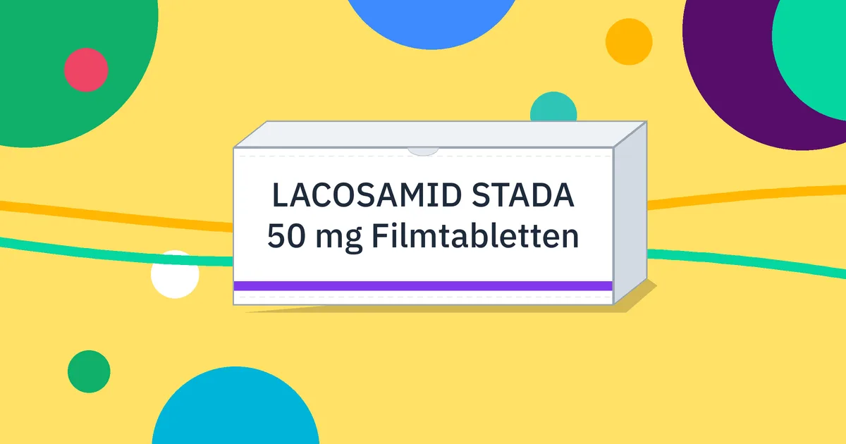 Symbolbild: Packung mit der Aufschrift LACOSAMID STADA 50 mg Filmtabletten (PZN 17273601) – Verfügbarkeit und Bezug in Apotheken in Frankfurt am Main