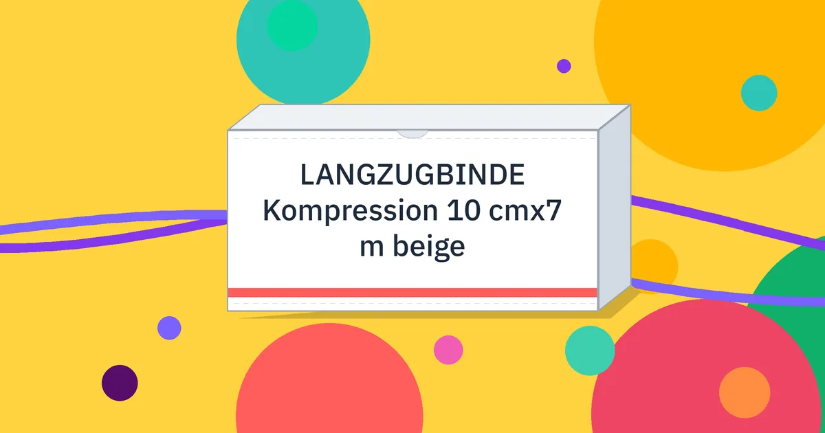 Symbolbild: Packung mit der Aufschrift LANGZUGBINDE Kompression 10 cmx7 m beige (PZN 17561820) – Verfügbarkeit und Bezug in Apotheken in Frankfurt am Main