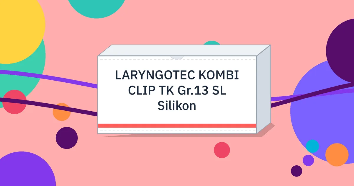 Symbolbild: Packung mit der Aufschrift LARYNGOTEC KOMBI CLIP TK Gr.13 SL Silikon (PZN 09538801) – Verfügbarkeit und Bezug in Apotheken in Frankfurt am Main