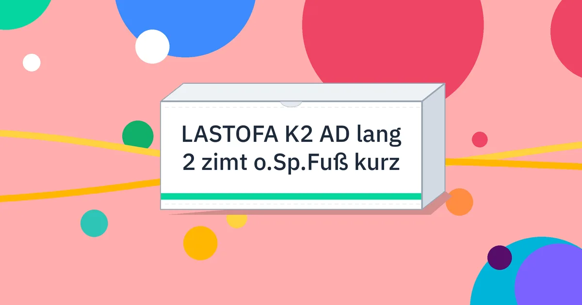 Symbolbild: Packung mit der Aufschrift LASTOFA K2 AD lang 2 zimt o.Sp.Fuß kurz (PZN 13799826) – Verfügbarkeit und Bezug in Apotheken in Frankfurt am Main