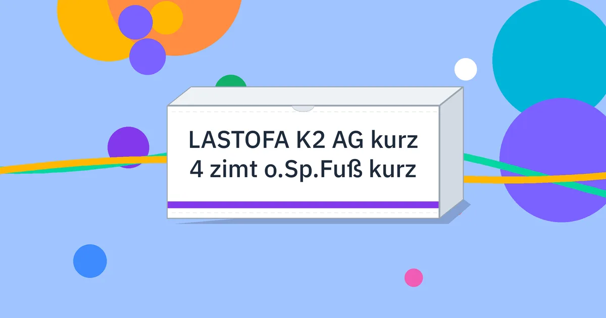 Symbolbild: Packung mit der Aufschrift LASTOFA K2 AG kurz 4 zimt o.Sp.Fuß kurz (PZN 13805254) – Verfügbarkeit und Bezug in Apotheken in Frankfurt am Main