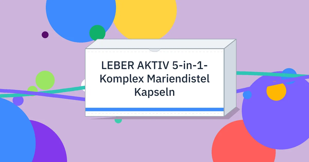 Symbolbild: Packung mit der Aufschrift LEBER AKTIV 5-in-1-Komplex Mariendistel Kapseln (PZN 18044908) – Verfügbarkeit und Bezug in Apotheken in Frankfurt am Main