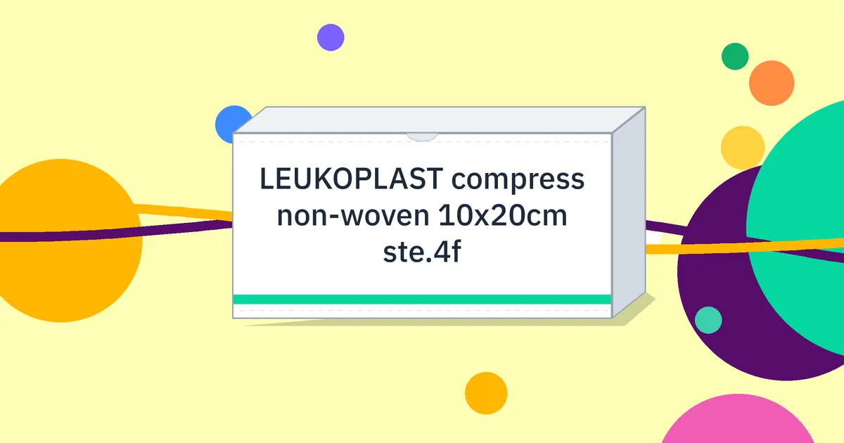 Symbolbild: Packung mit der Aufschrift LEUKOPLAST compress non-woven 10x20cm ste.4f (PZN 17207018) – Verfügbarkeit und Bezug in Apotheken in Frankfurt am Main