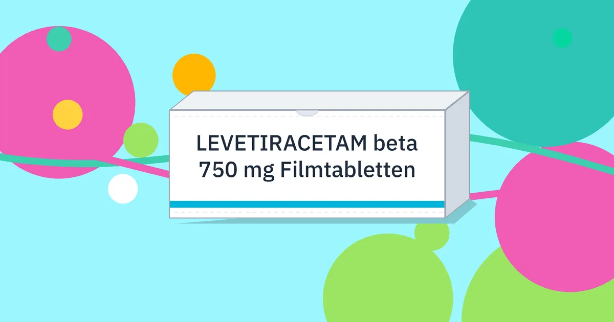 Symbolbild: Packung mit der Aufschrift LEVETIRACETAM beta 750 mg Filmtabletten (PZN 08841118) – Verfügbarkeit und Bezug in Apotheken in Frankfurt am Main