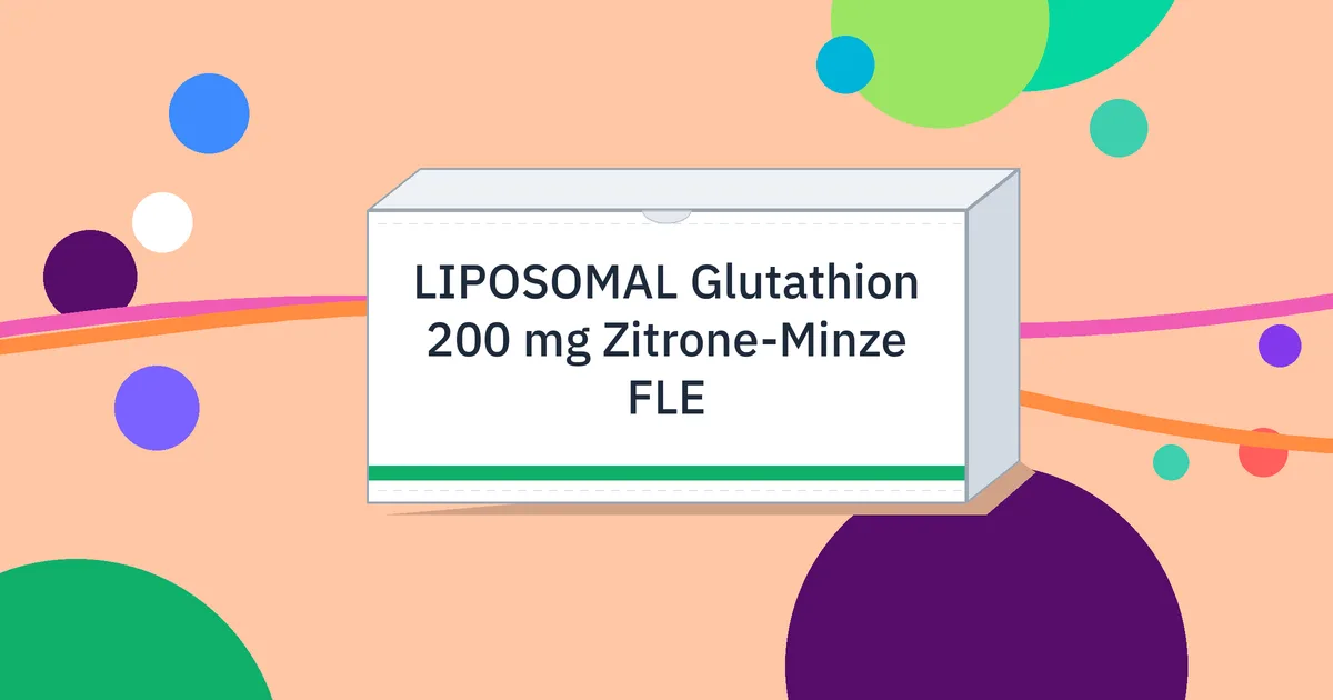 Symbolbild: Packung mit der Aufschrift LIPOSOMAL Glutathion 200 mg Zitrone-Minze FLE (PZN 19505636) – Verfügbarkeit und Bezug in Apotheken in Frankfurt am Main