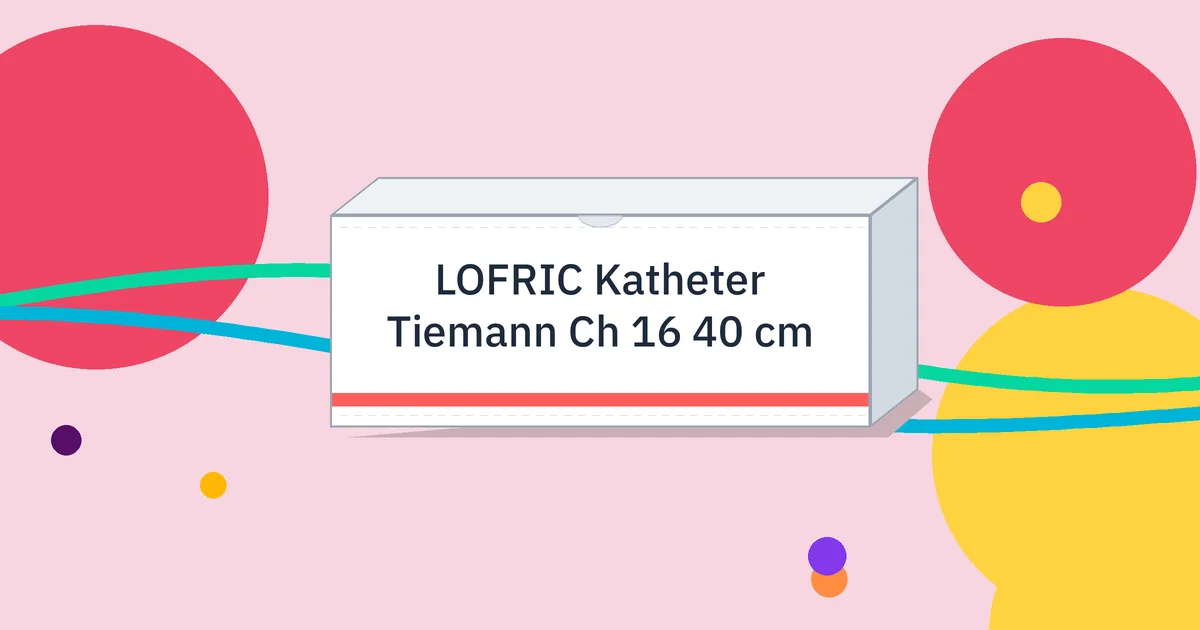 Symbolbild: Packung mit der Aufschrift LOFRIC Katheter Tiemann Ch 16 40 cm (PZN 16671541) – Verfügbarkeit und Bezug in Apotheken in Frankfurt am Main