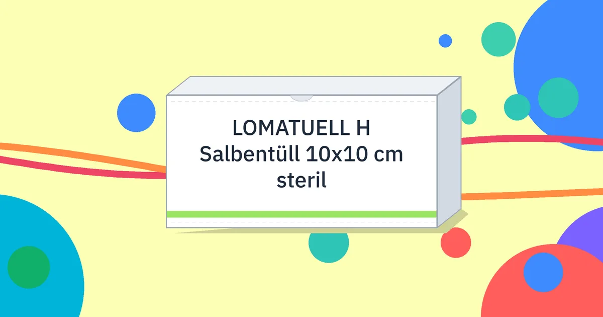 Symbolbild: Packung mit der Aufschrift LOMATUELL H Salbentüll 10x10 cm steril (PZN 02830504) – Verfügbarkeit und Bezug in Apotheken in Frankfurt am Main