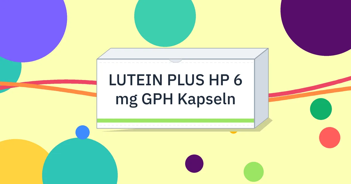 Symbolbild: Packung mit der Aufschrift LUTEIN PLUS HP 6 mg GPH Kapseln (PZN 03167769) – Verfügbarkeit und Bezug in Apotheken in Frankfurt am Main